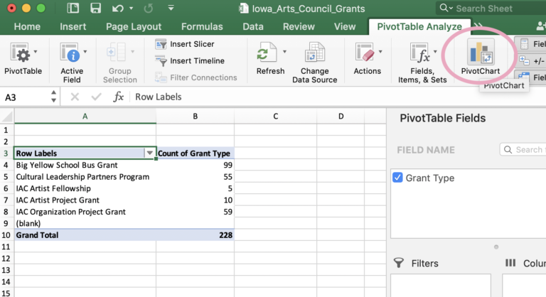 Make a pivot table with Excel – Introduction to Digital Humanities